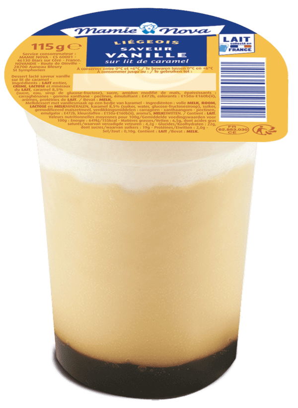 LIÉGEOIS SAVEUR VANILLE SUR LIT DE CARAMEL 115g - Andros FoodService