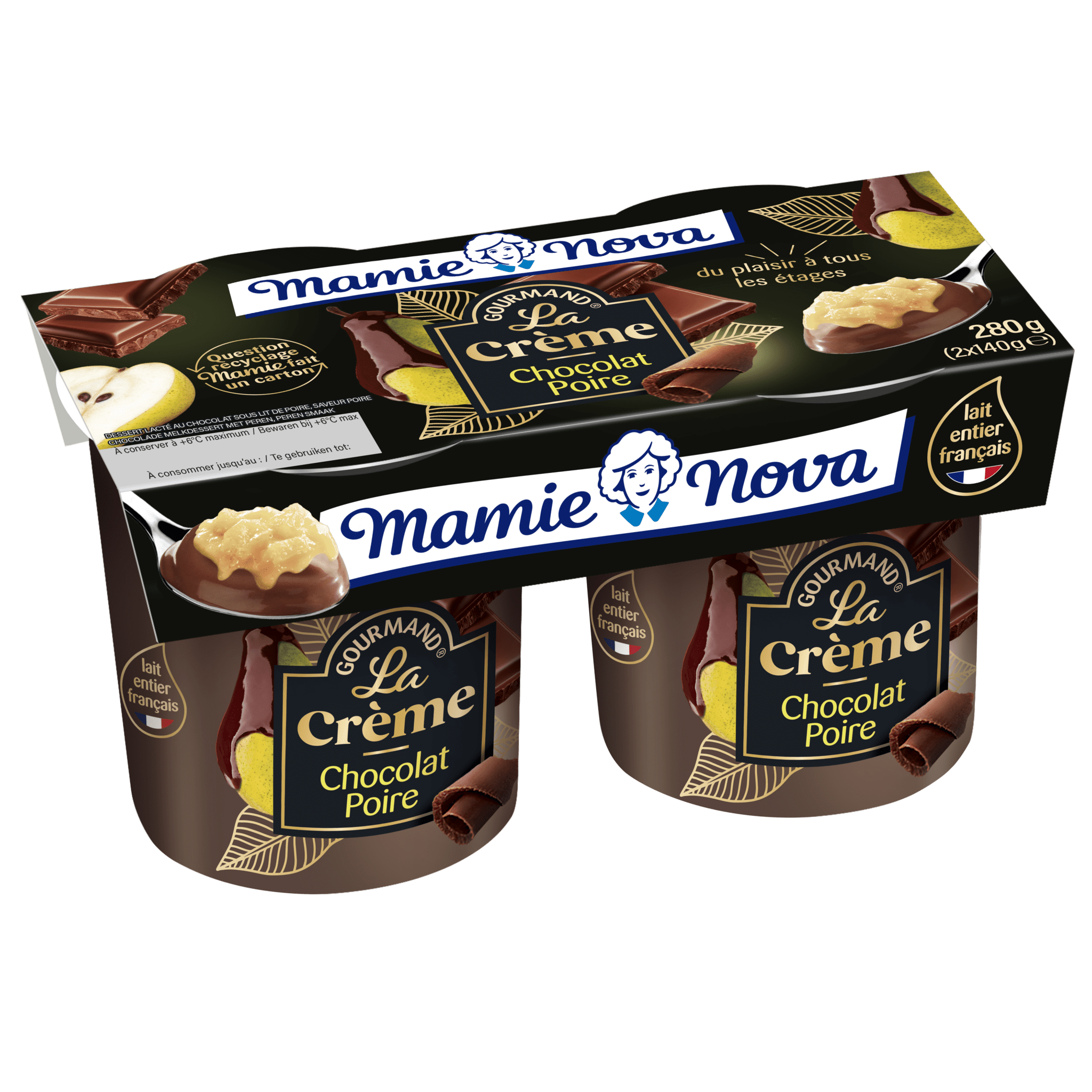 GOURMAND® CRÈME CHOCOLAT SOUS LIT DE POIRE 2x140g - Andros FoodService