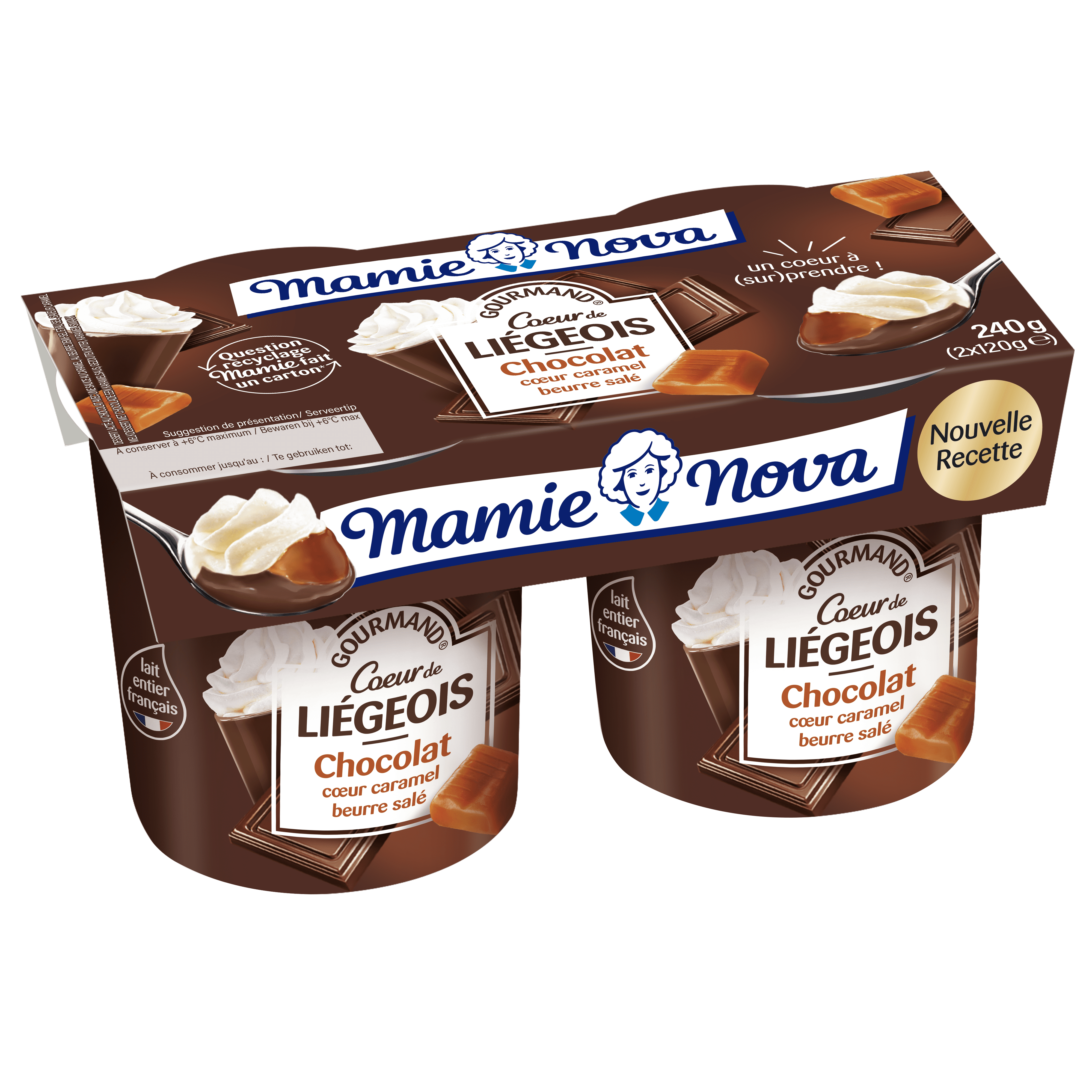 GOURMAND® CŒUR DE LIÉGEOIS CHOCOLAT CŒUR CARAMEL BEURRE SALÉ 2x120g ...